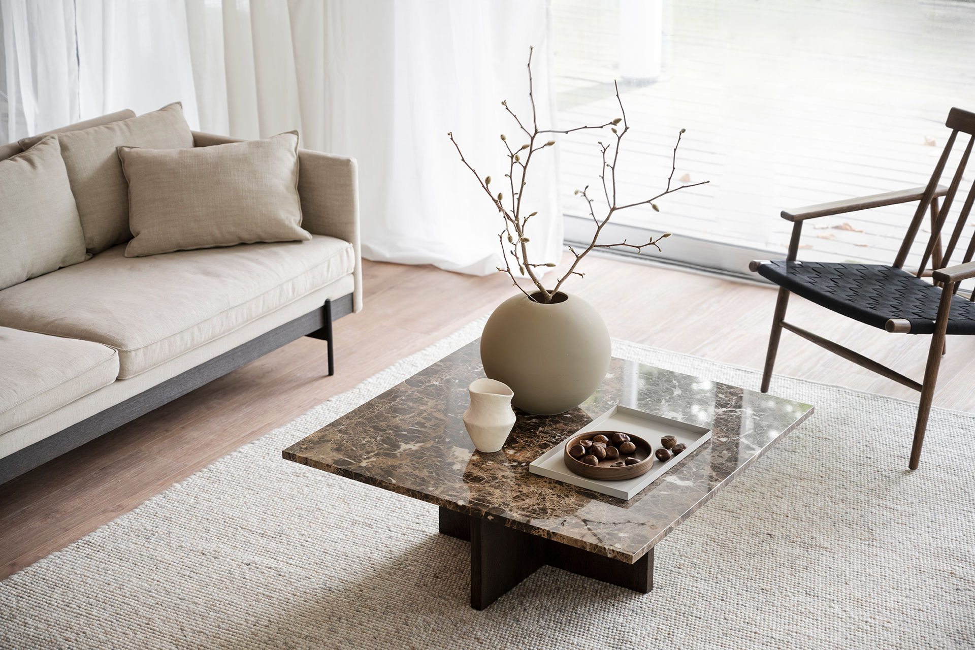 BROOKSVILLE soffbord kvadrat 90x90 brun marmor/brun ek - Stort utbud ...