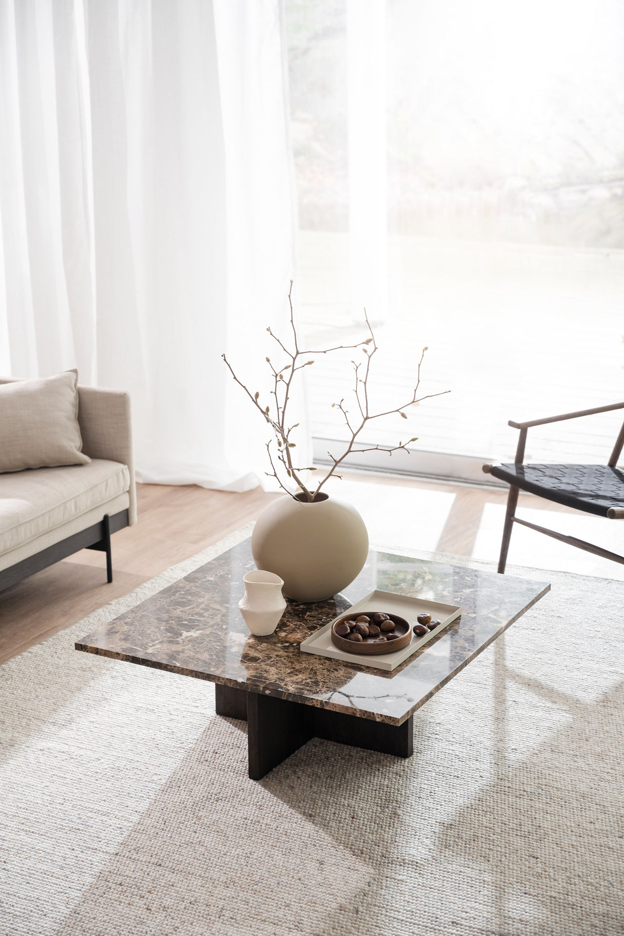 BROOKSVILLE soffbord kvadrat 90x90 brun marmor/brun ek - Stort utbud ...