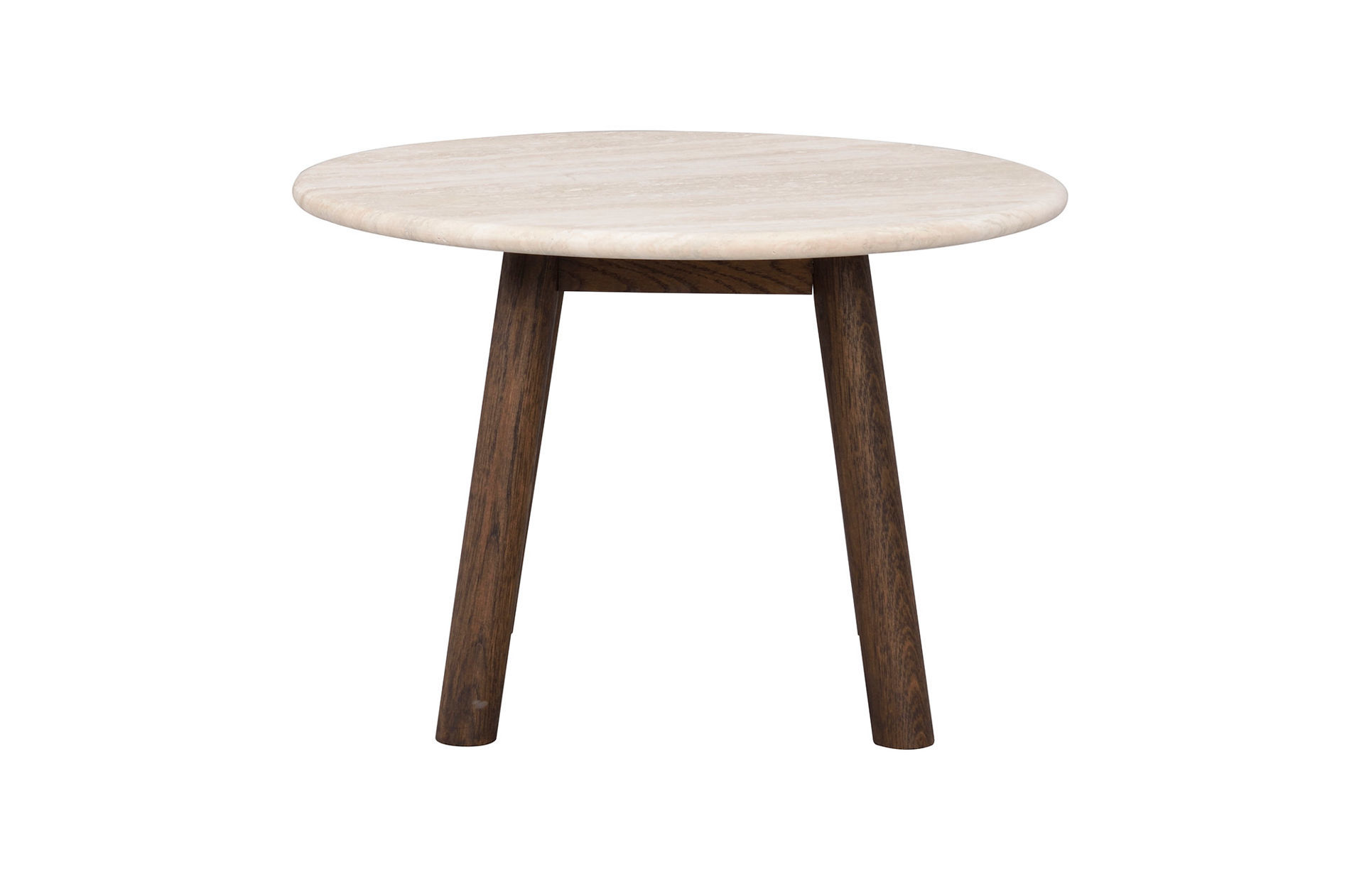 TARANSAY Soffbord Ø60 beige travertin/brun ek - Stort utbud hos Em home